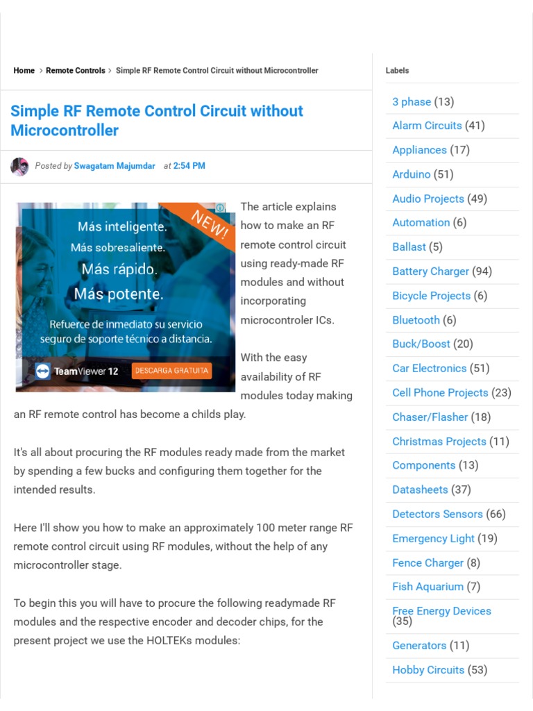 DIY RF Remote Control Guide | PDF | Remote Control | Electronics