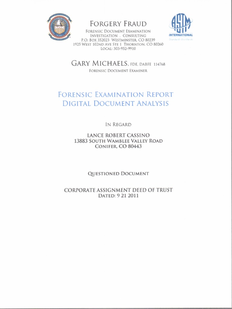 Forensic Examination Report by Gary Michaels 03152017 | PDF