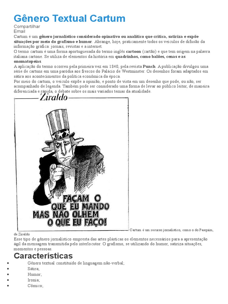 Gênero Textual Cartum | Download grátis PDF | Desenho | Jornal e revista