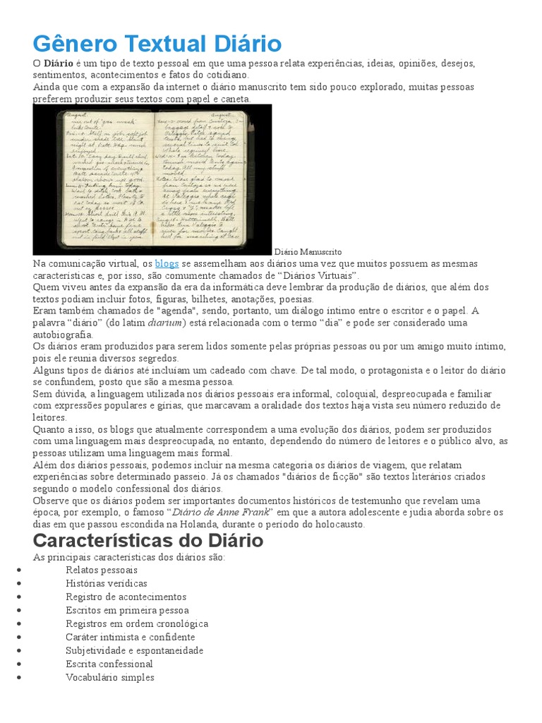 Gênero Textual Diário | PDF