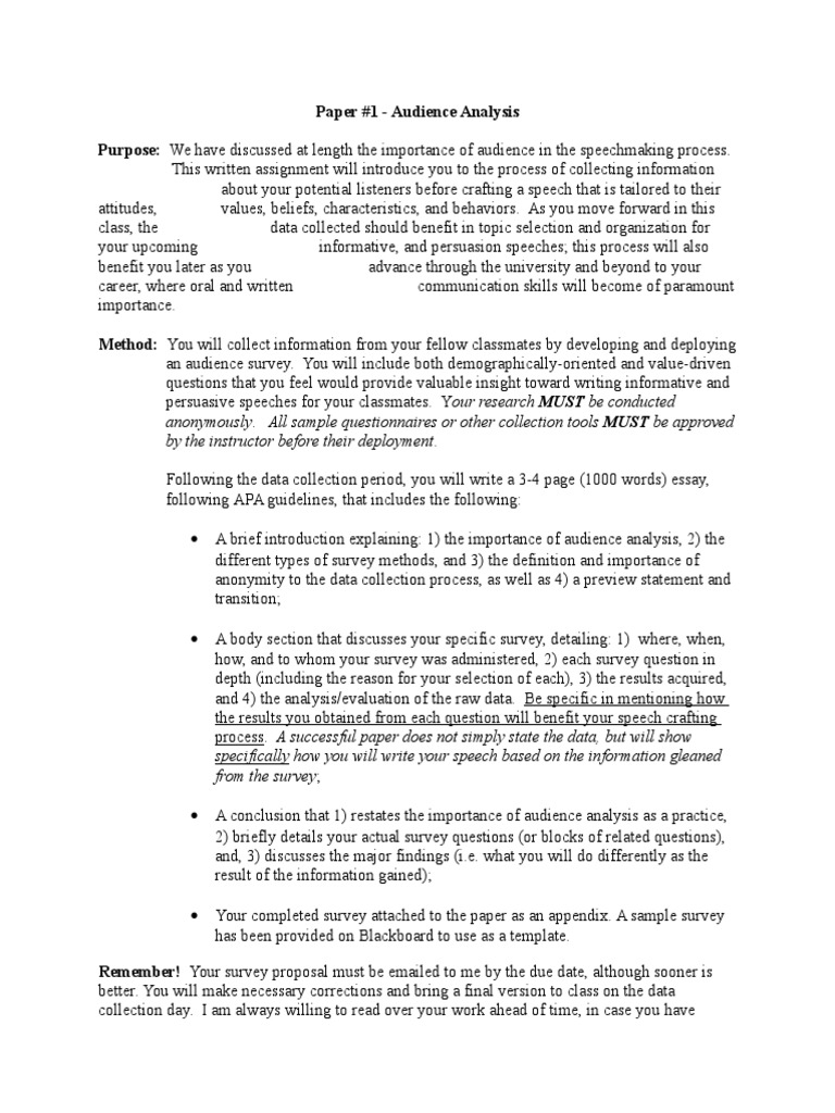 Audience Analysis Assignment Guide | PDF | Survey Methodology ...
