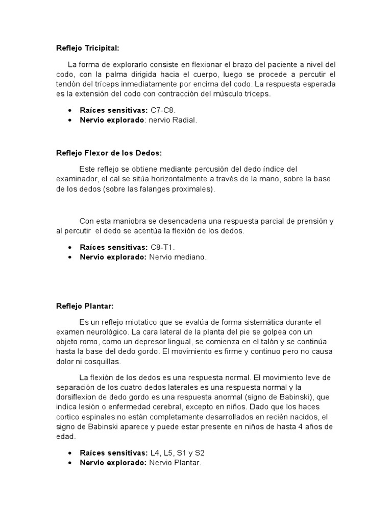 Reflejo Tricipital | PDF | Dedo del pie | Codo