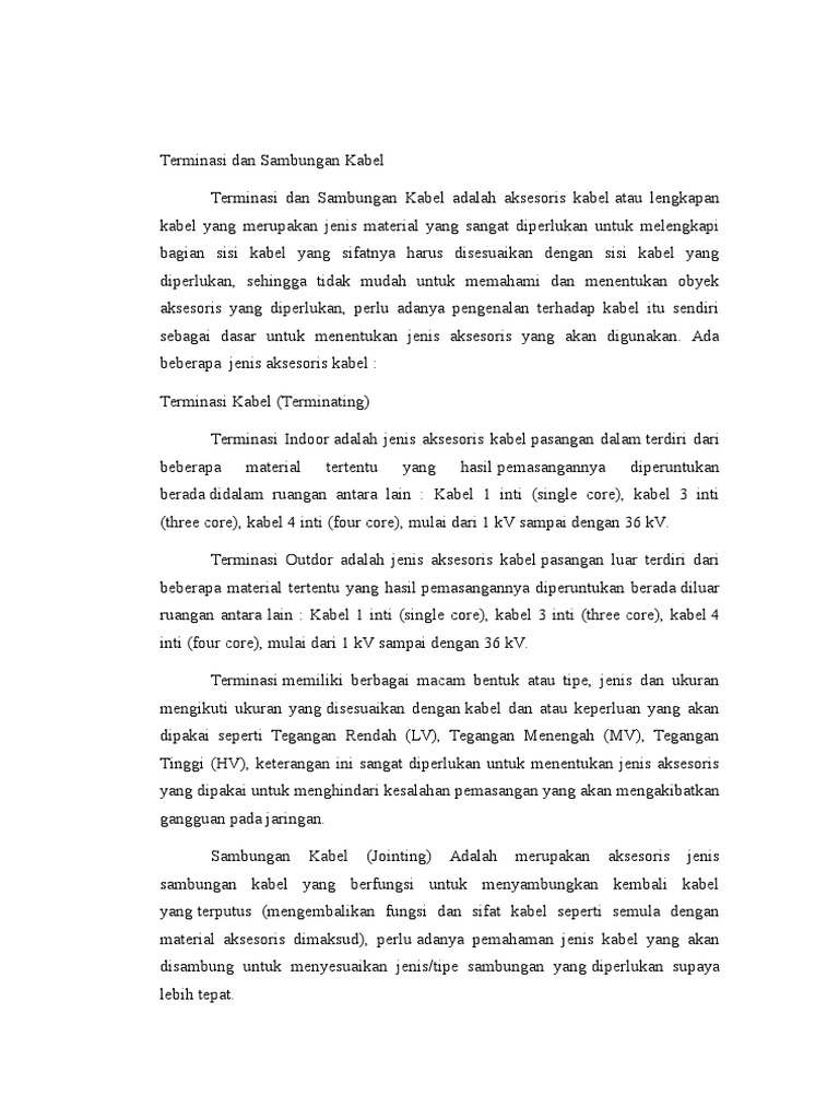 Terminasi Dan Sambungan Kabel | PDF