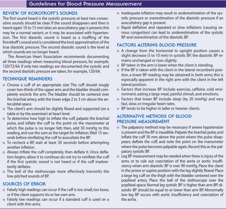 Guidelines For Blood Pressure Measurement | PDF | Pulse | Blood Pressure
