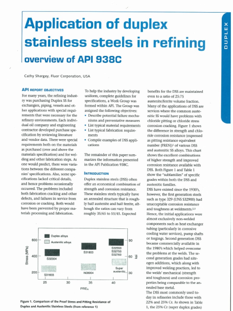 Duplex SS in Refining API 938C PDF | PDF