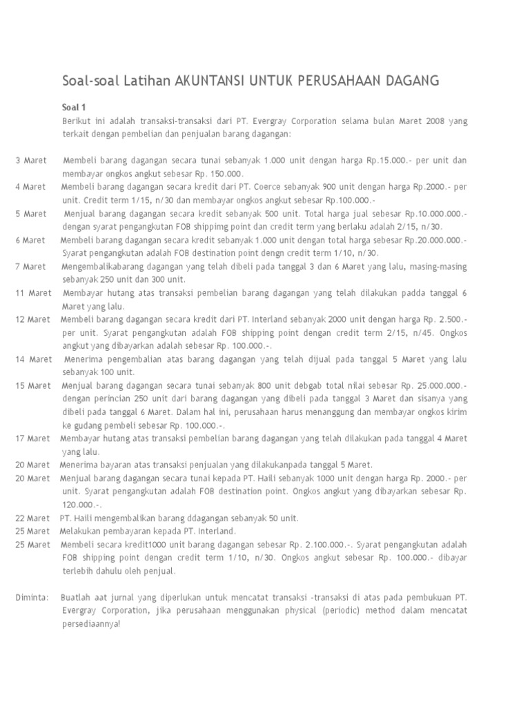 Soal Akuntansi Perusahaan Dagang | PDF