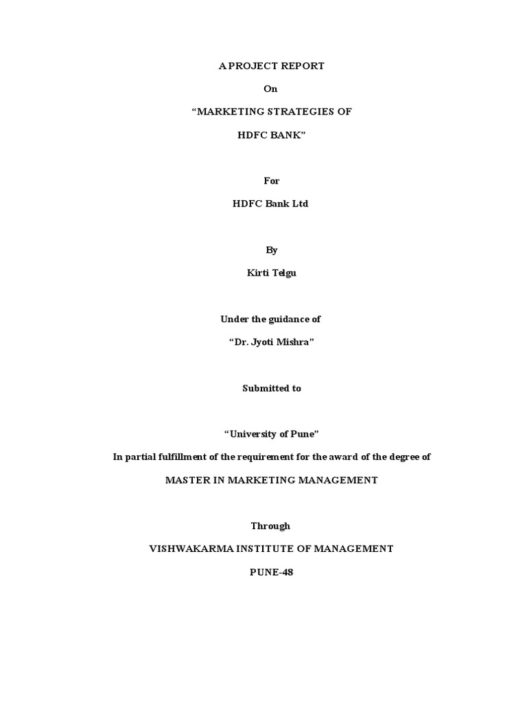 Marketing Strategy of HDFC Bank India | PDF | Banks | Market Segmentation