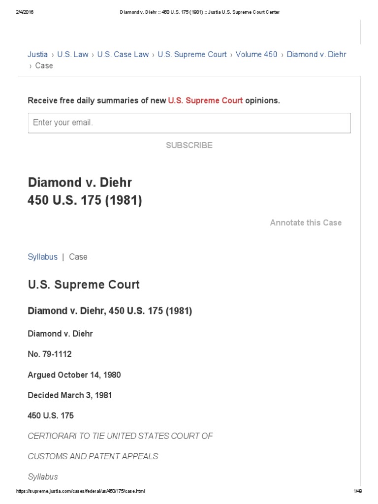 12 Diamond v. Diehr | PDF | Intellectual Property Law | Patent Law