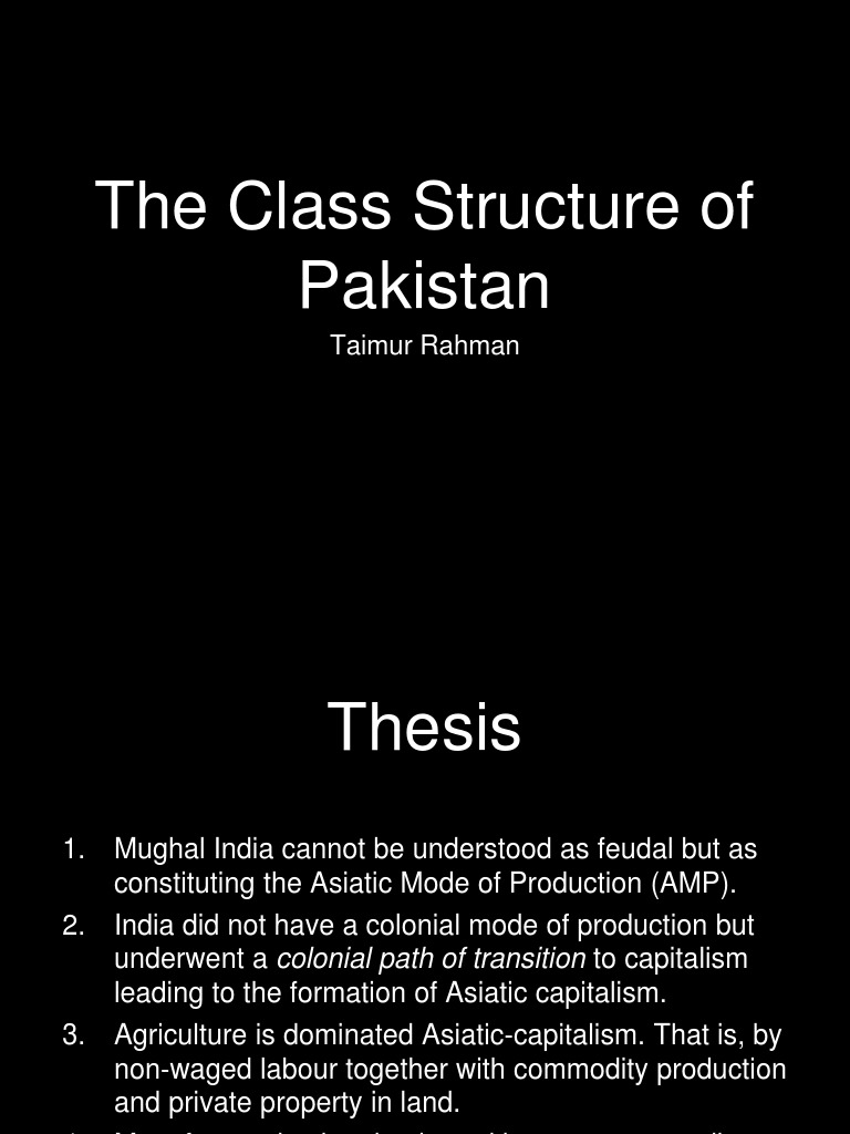 Class Structure and Asiatic Production in Pakistan | PDF | Caste ...