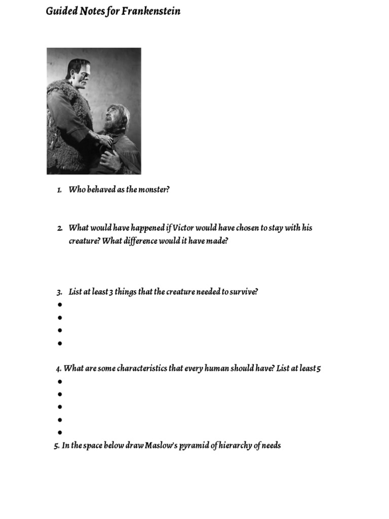 Guided Notes For Frankenstein | PDF