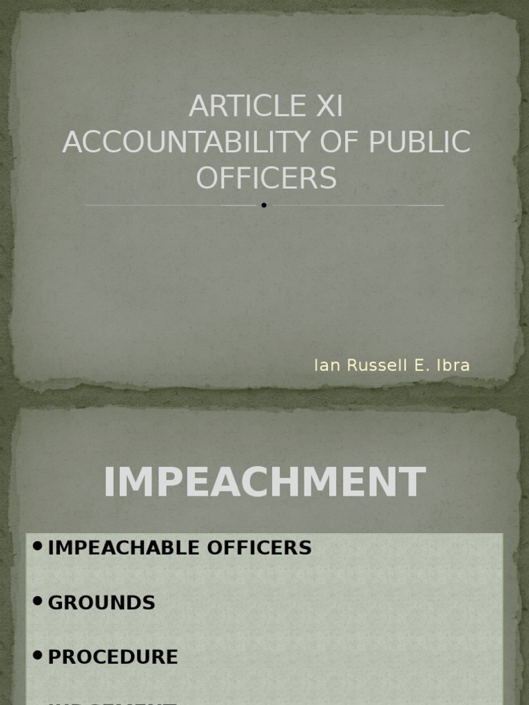 Accountability of Public Officers | PDF | Impeachment | Government