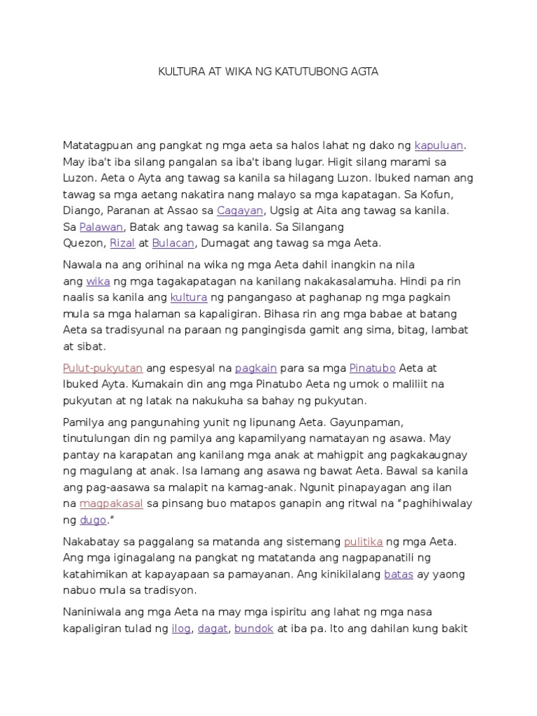 Kultura at Wika NG Katutubong Agta | PDF