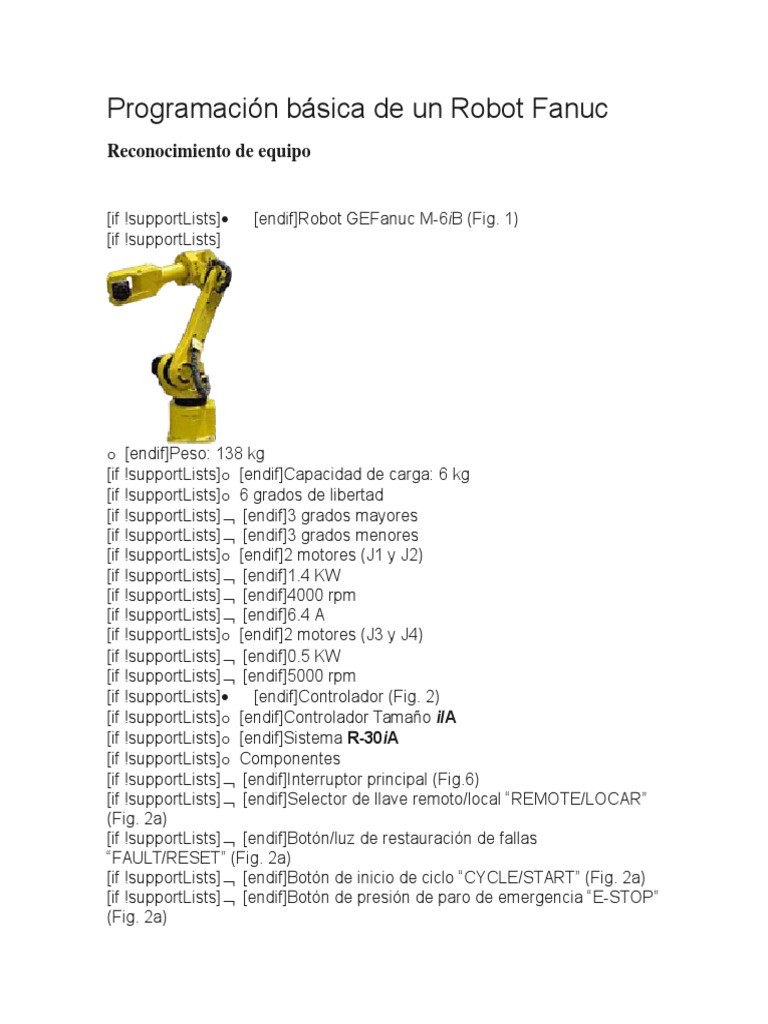 Programación Básica de Un Robot Fanuc | PDF | Informática | Software