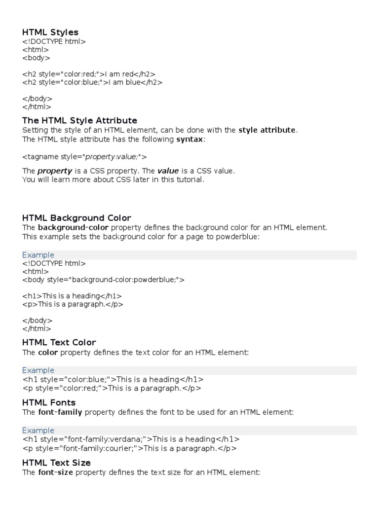 HTML Styles | PDF | Html | Cascading Style Sheets