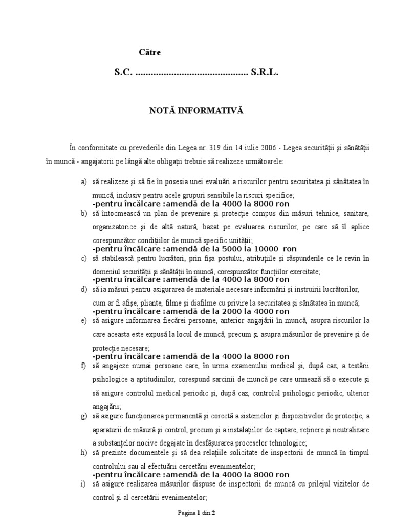 Nota Informativa Model | PDF