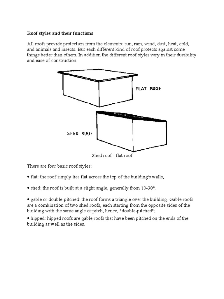 Types of Roof Styles and Functions | PDF | Roof | Framing (Construction)