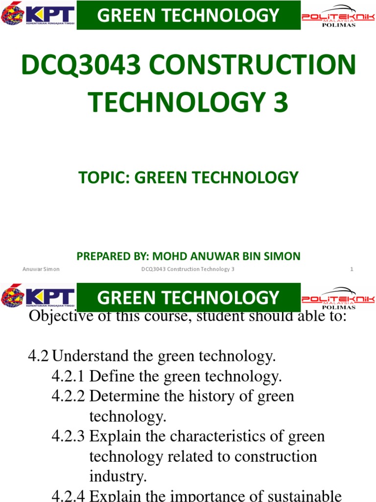 Lecture Notes Green Technology | PDF | Green Building | Environmental ...