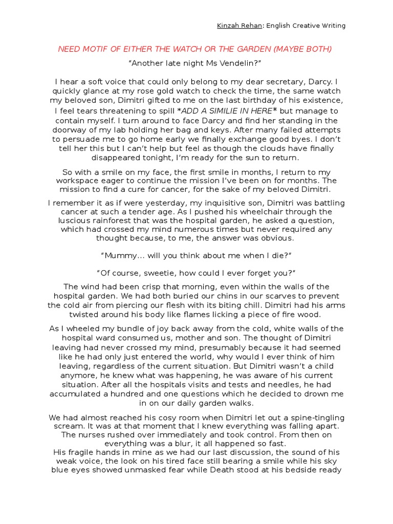 HSC Creative Writing Piece BAND 6 | PDF