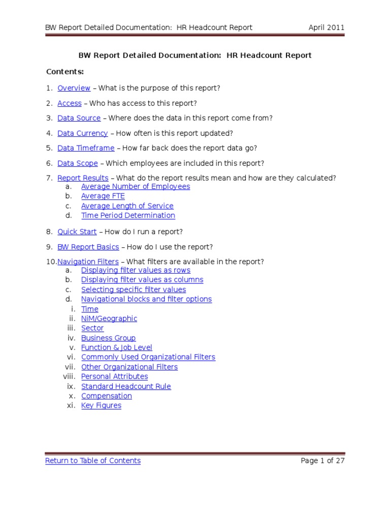 HR Headcount Report - Detailed Guide | PDF | Production Function ...