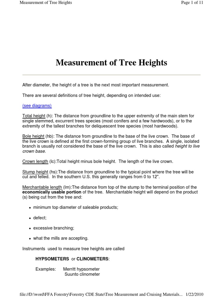 Measurement Methods for Tree Heights | PDF | Logging | Scientific ...