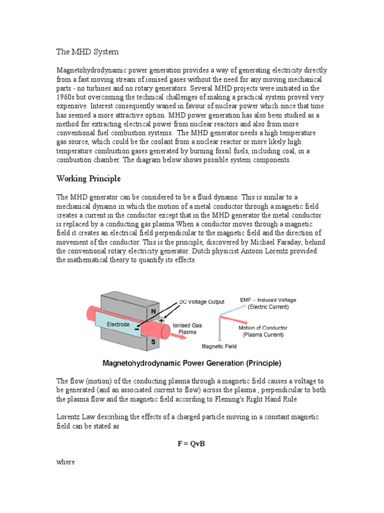 The MHD System: Working Principle | PDF
