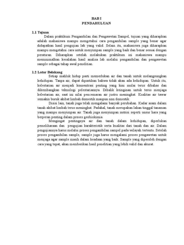 Pengambilan Dan Pengawetan Sampel | PDF