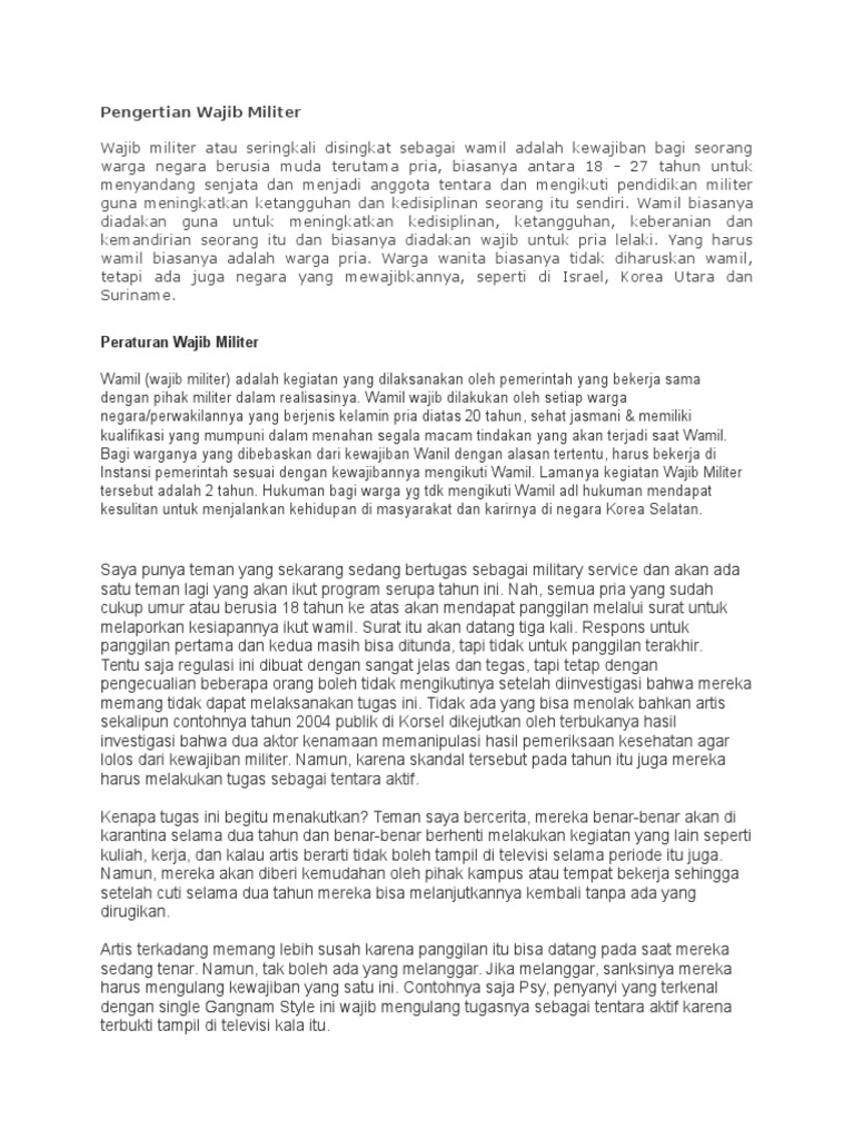 Pengertian dan Aturan Wajib Militer | PDF