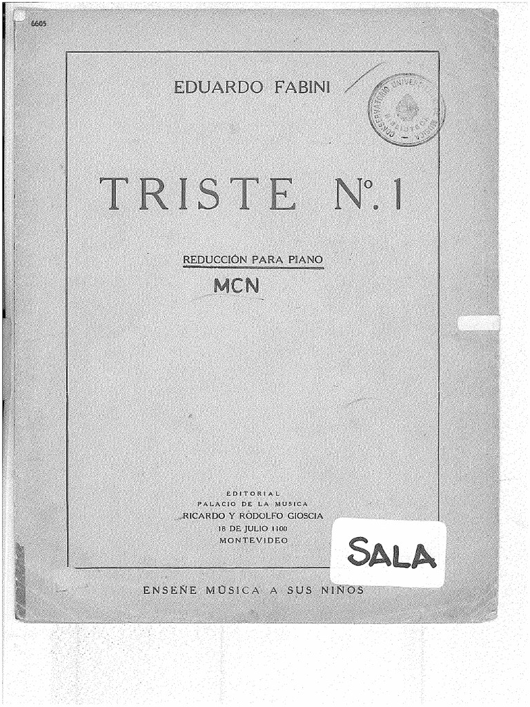 Triste N 1 Fabini Piano | PDF