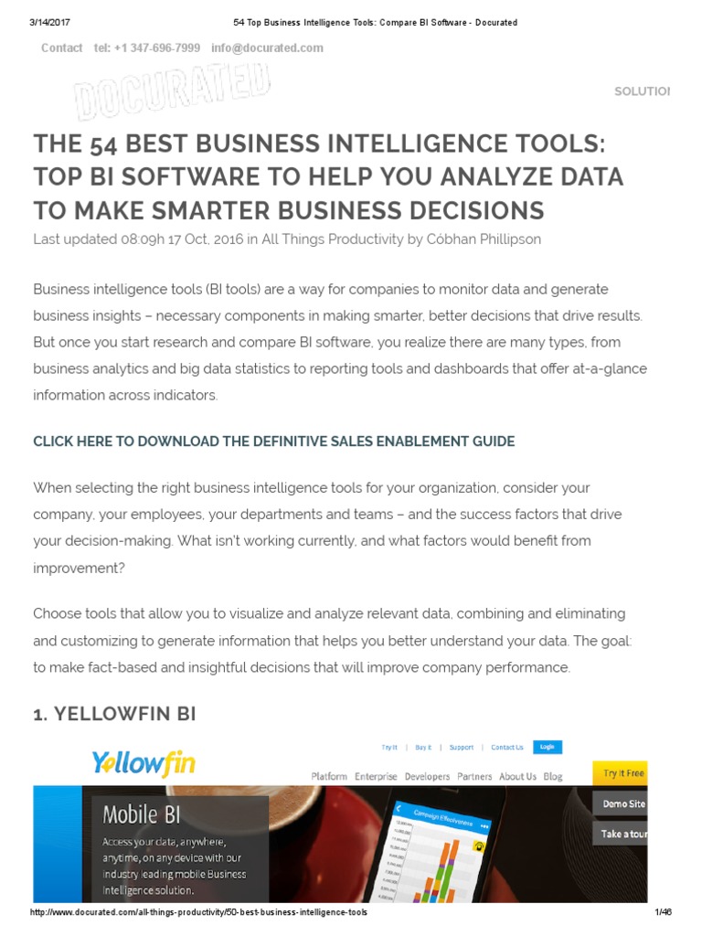 54 Top Business Intelligence Tools - Compare BI Software - Docurated ...