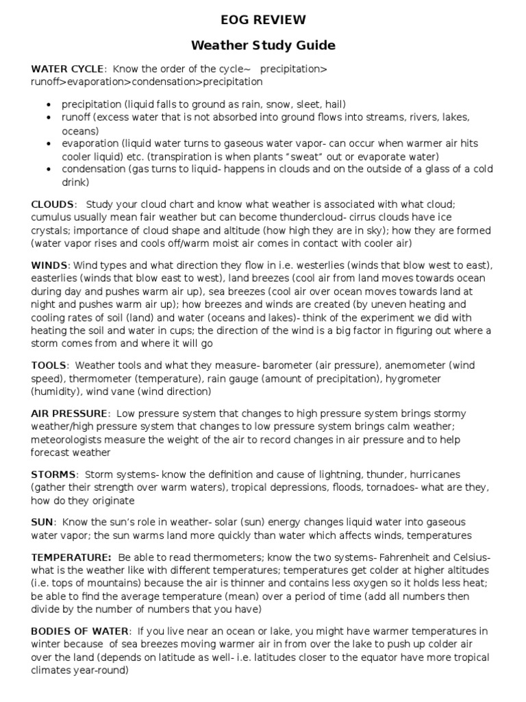 Weather Study Guide | PDF | Weather | Wound