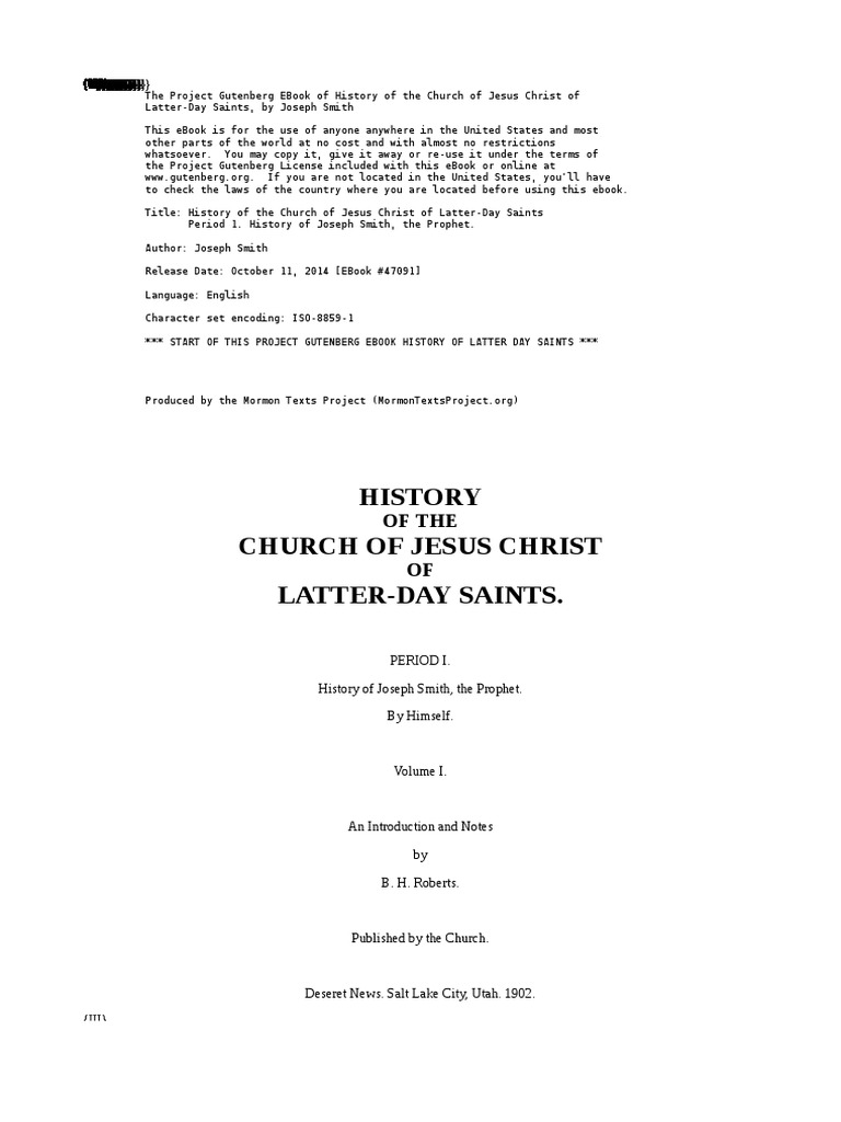 History of The Church of Jesus Christ of Latter-Day Saints | PDF ...
