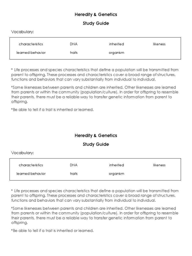 Genetics Study Guide | PDF