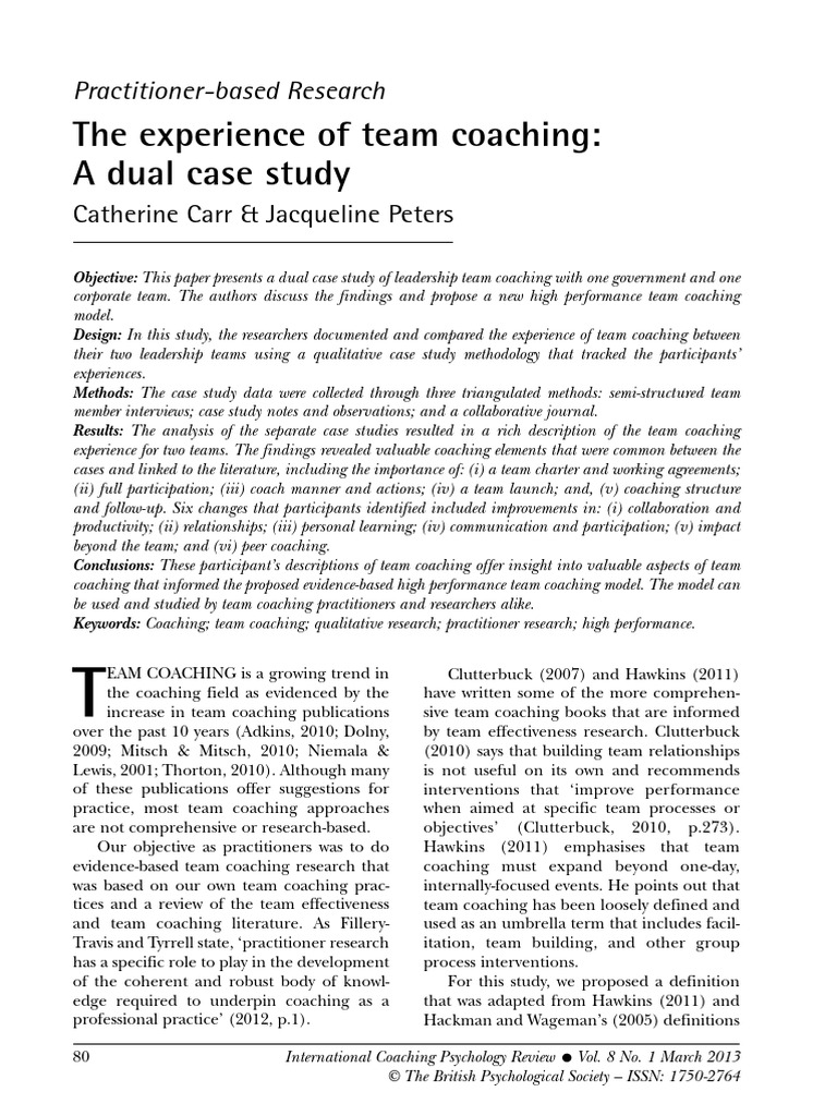 Here Is Team Coaching | PDF | Leadership | Qualitative Research