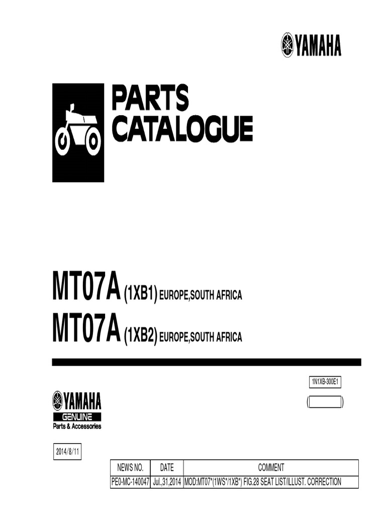 MT07 Parts List | PDF
