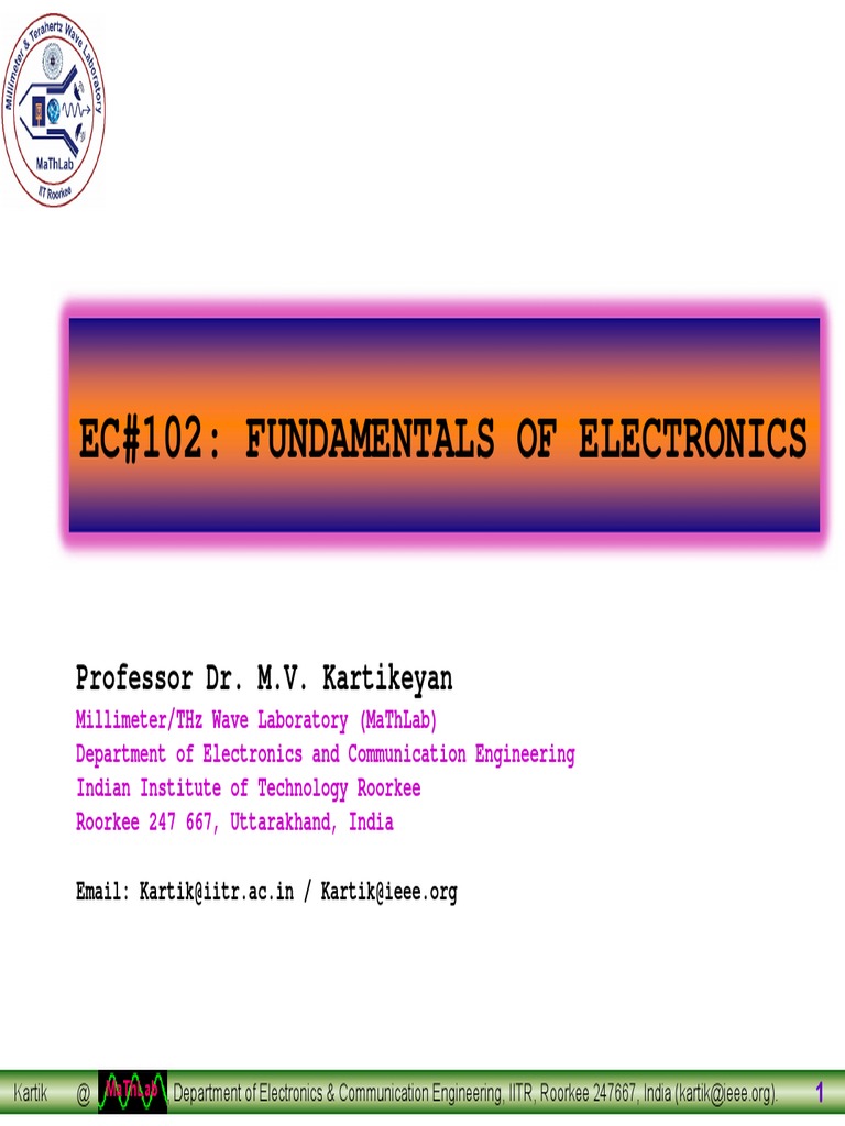 Ec#102: Fundamentals of Electronics Ec#102: Fundamentals of Electronics ...
