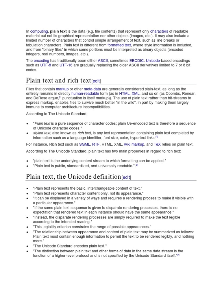 Plain Text and Rich Text: Computing Characters | PDF | Computer Data | Text