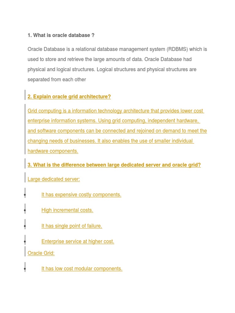 What Is Oracle Database ?: 2. Explain Oracle Grid Architecture? | PDF | Oracle Database | Databases