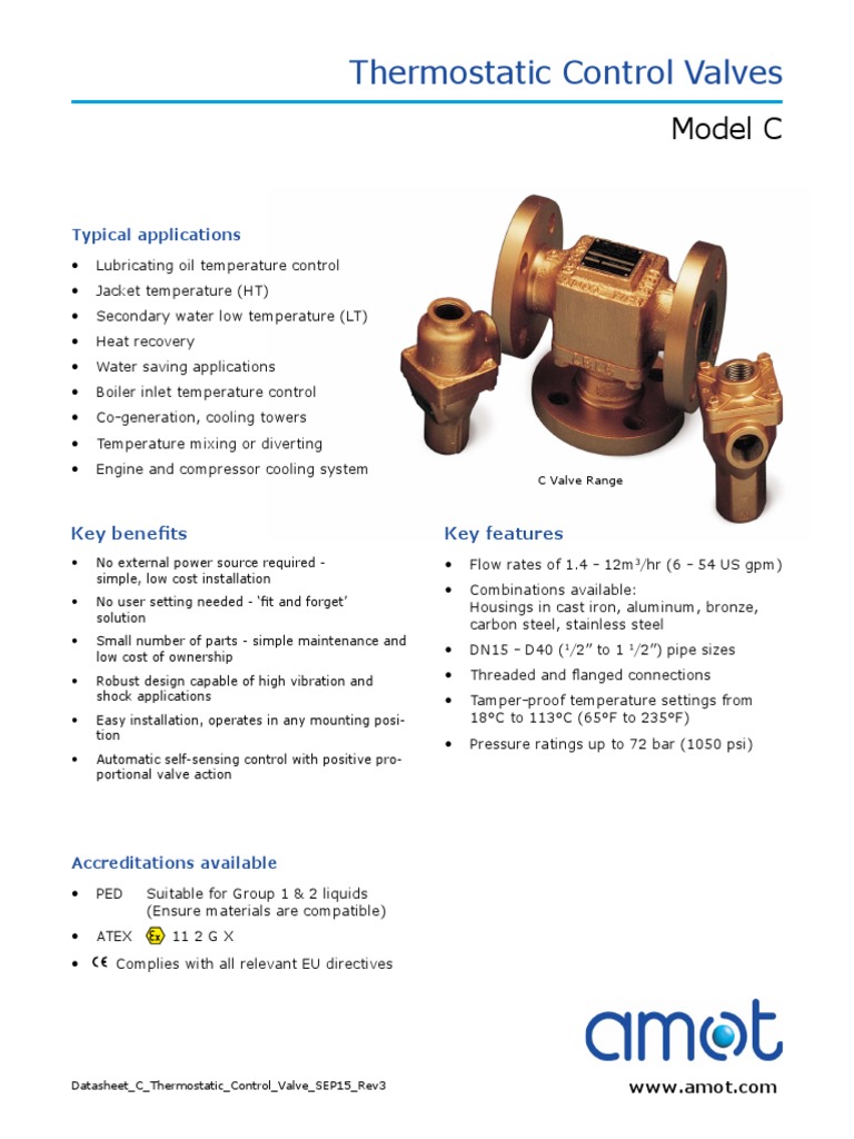 Thermostatic Control Valves Guide | PDF | Valve | Thermostat