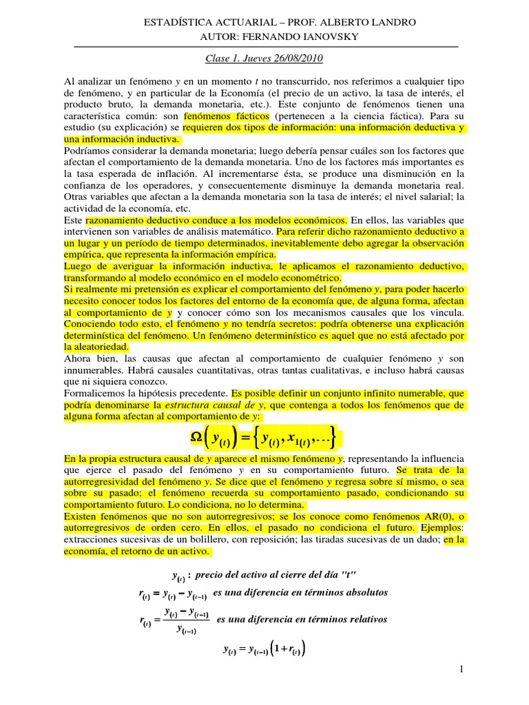 Est. Act. Nota de Clase Alberto Landro | PDF | Variable aleatoria ...