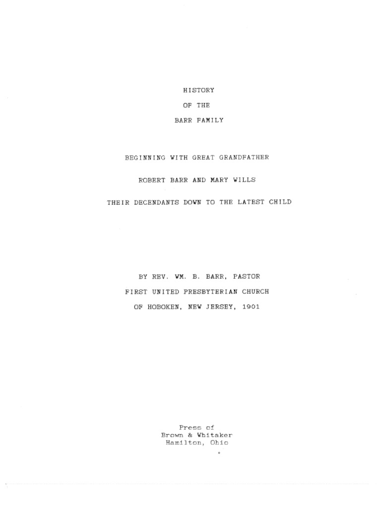 Barr Family History | PDF | Presbyterianism | Will And Testament