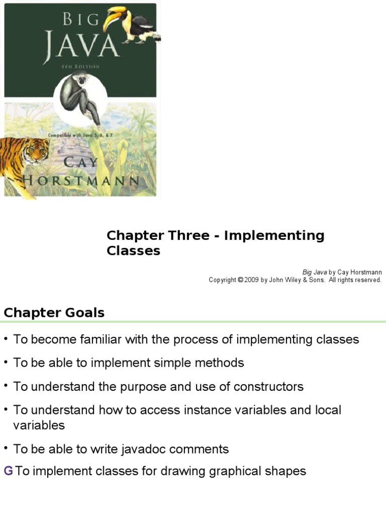 Three - Implementing Classes: Big Java by Cay Horstmann | PDF | Constructor (Object Oriented ...