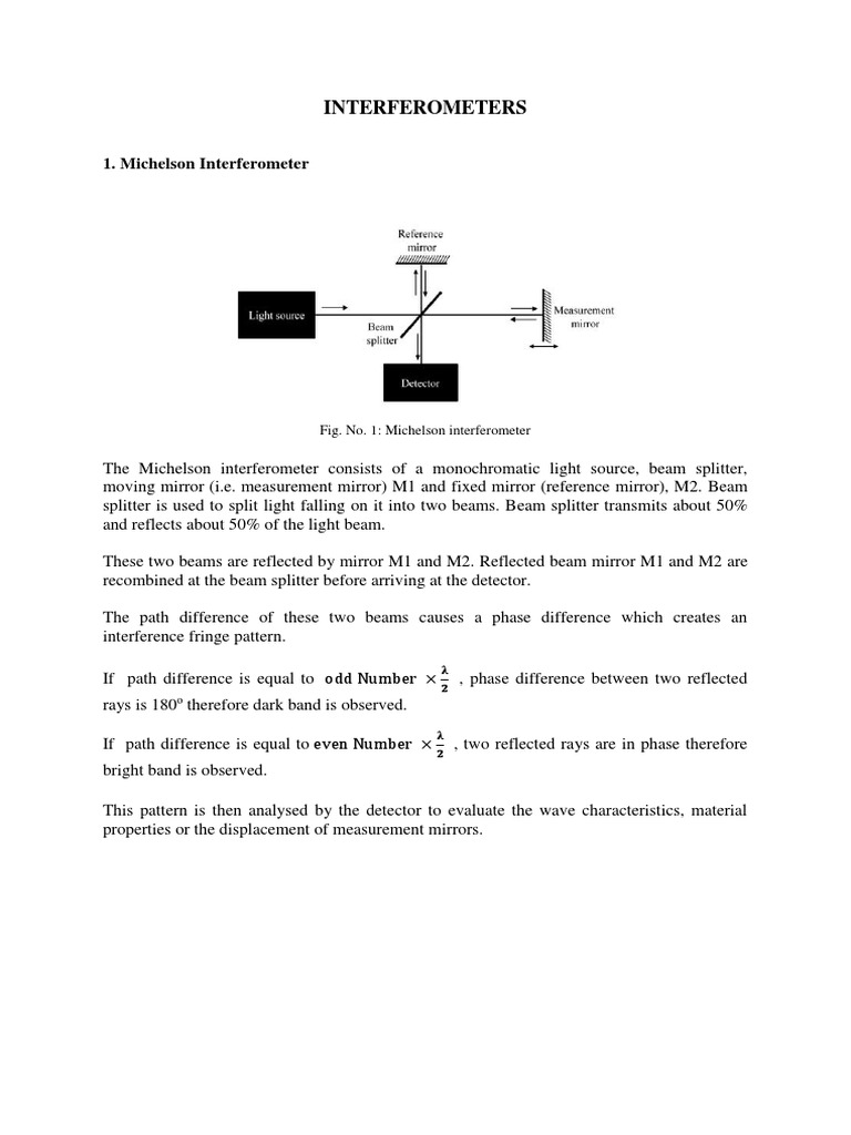 Types of Interferometers | PDF | Interferometry | Equipment