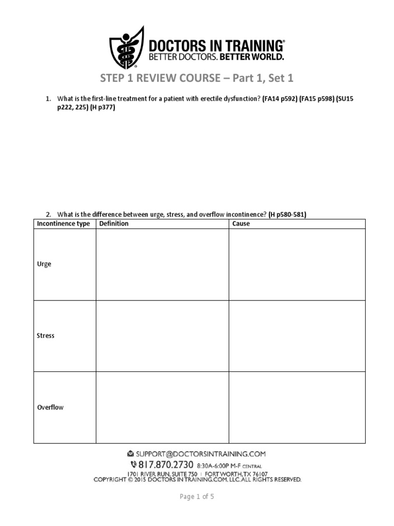 Step 1 Review Course - Part 1, Set 1 | PDF
