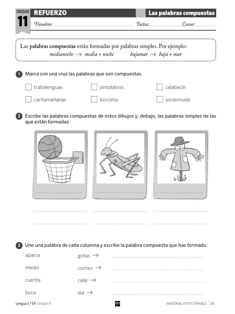 Unidad 11 Refuerzo -Lengua 3 primaria | Asunto (gramática) | Sintaxis | Prueba gratuita de 30 ...
