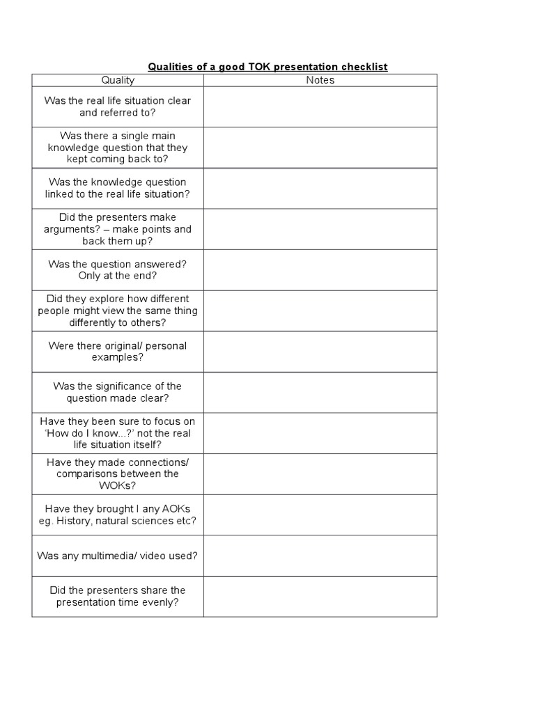 Qualities of A Good Tok Presentation | PDF | Science & Mathematics