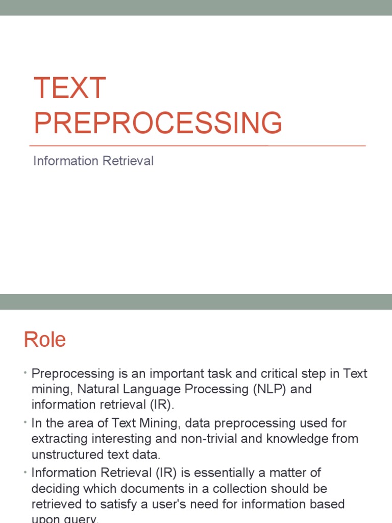 Text Preprocessing Information Retrieval Pdf Grammar Human Communication