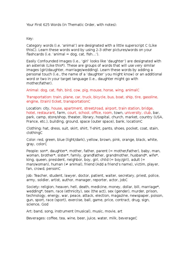 Your First 625 Words | PDF | Grammatical Number | Workweek And Weekend