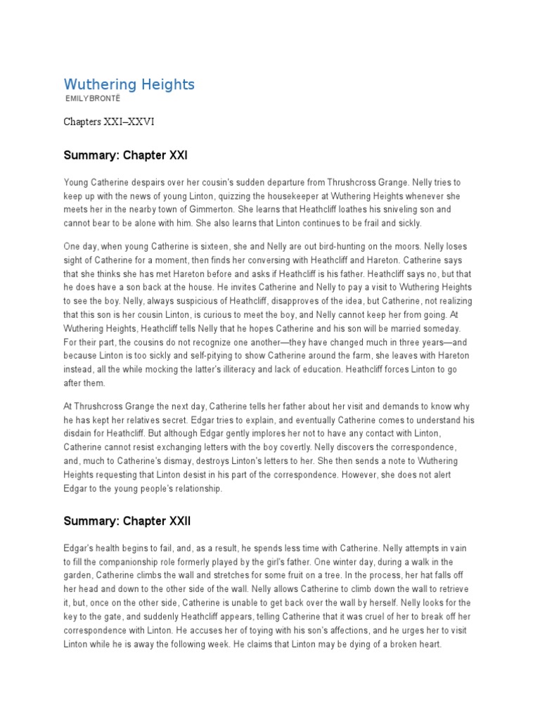 Wuthering Heights-Chapters XXI-XXVI | PDF