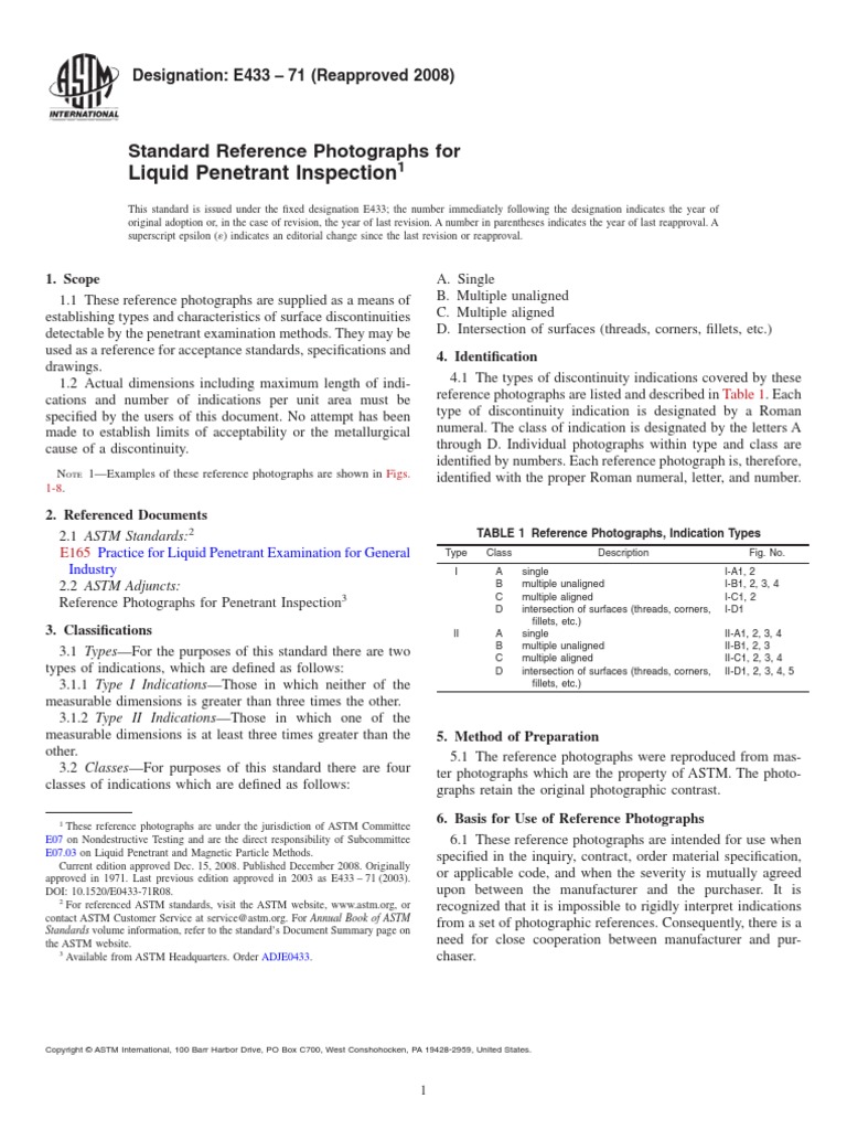 Astm E433 PDF | PDF | Nondestructive Testing | Government Information