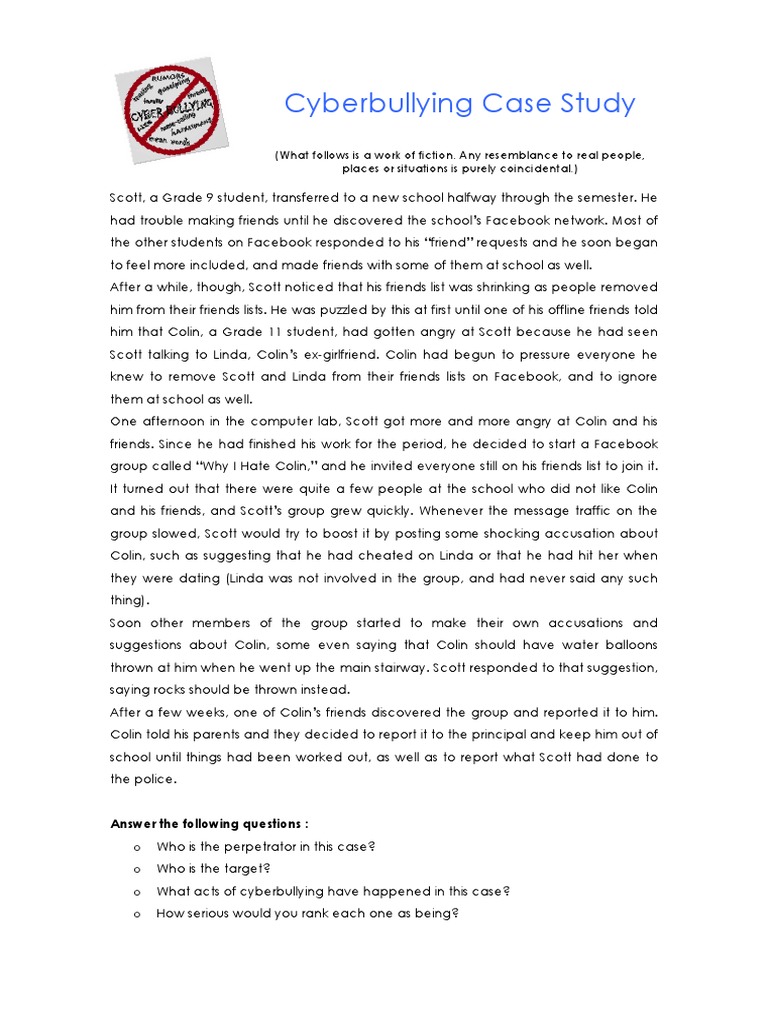 Cyberbullying Case Study: Scott vs. Colin | PDF